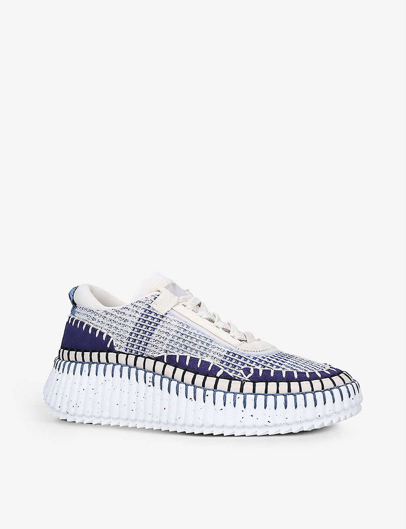 CHLOÉ Nama Embroidered Trainers in BLUE | endource