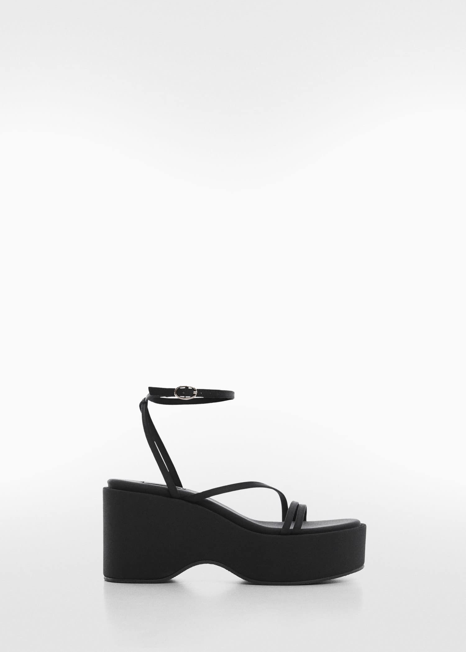 MANGO Platform Strap Sandals in Black | endource