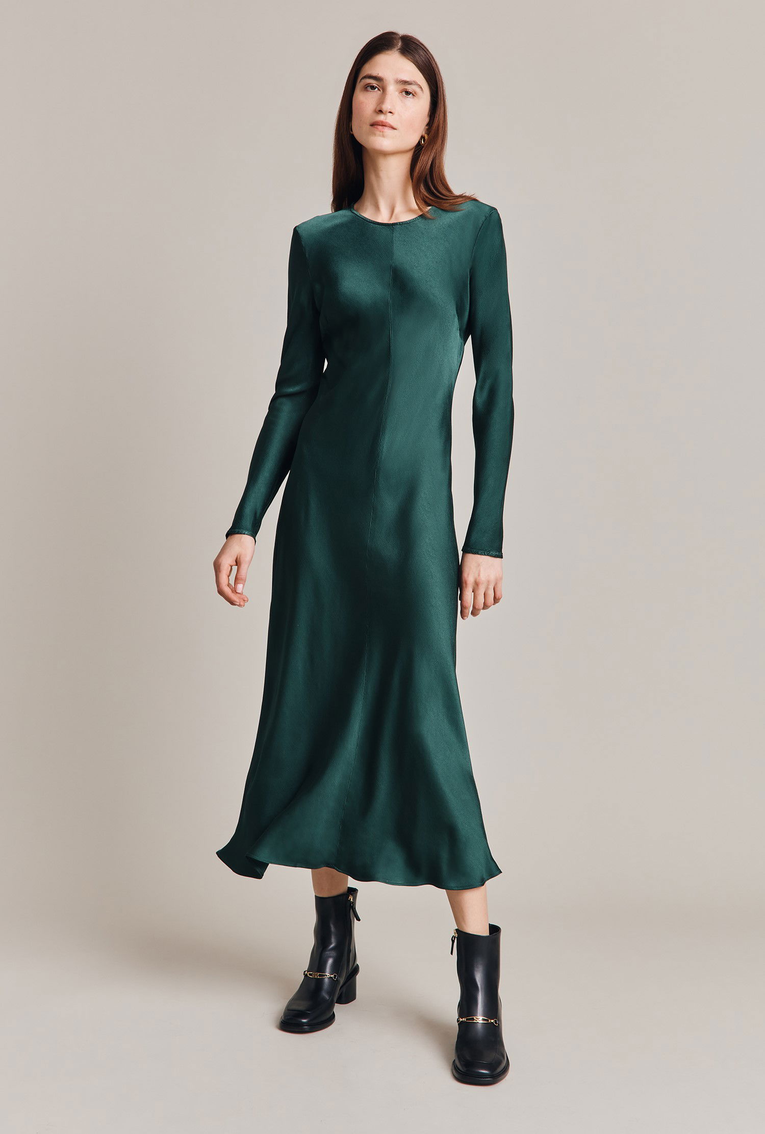 GHOST Mari Satin Midi Dress | endource