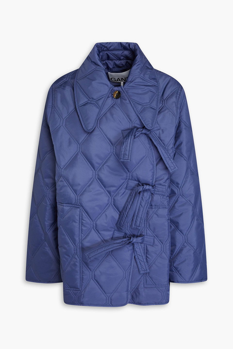 GANNI Quilted Ripstop Jacket in Blue | endource