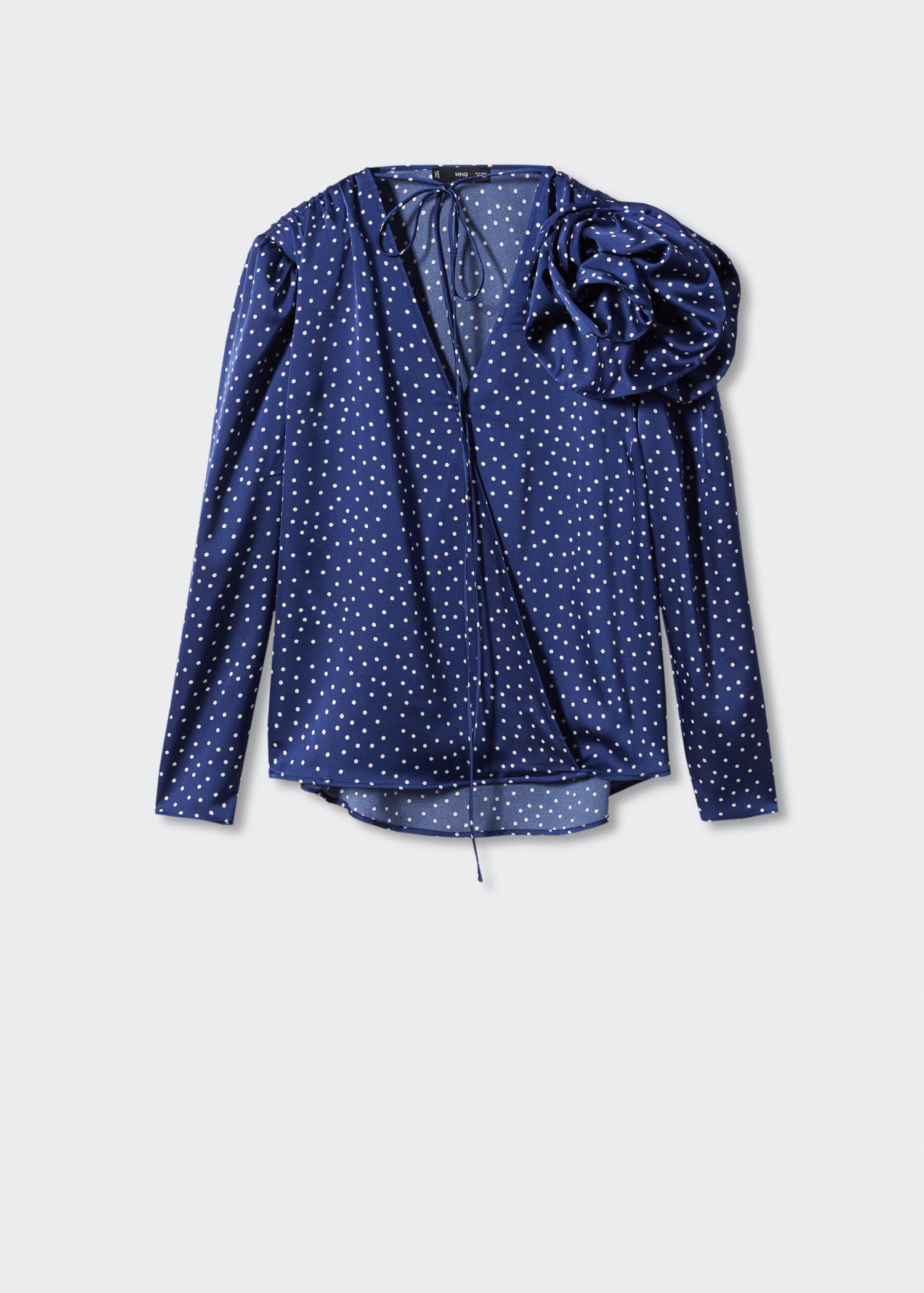 MANGO Flower Polka Dots Blouse in Blue | endource