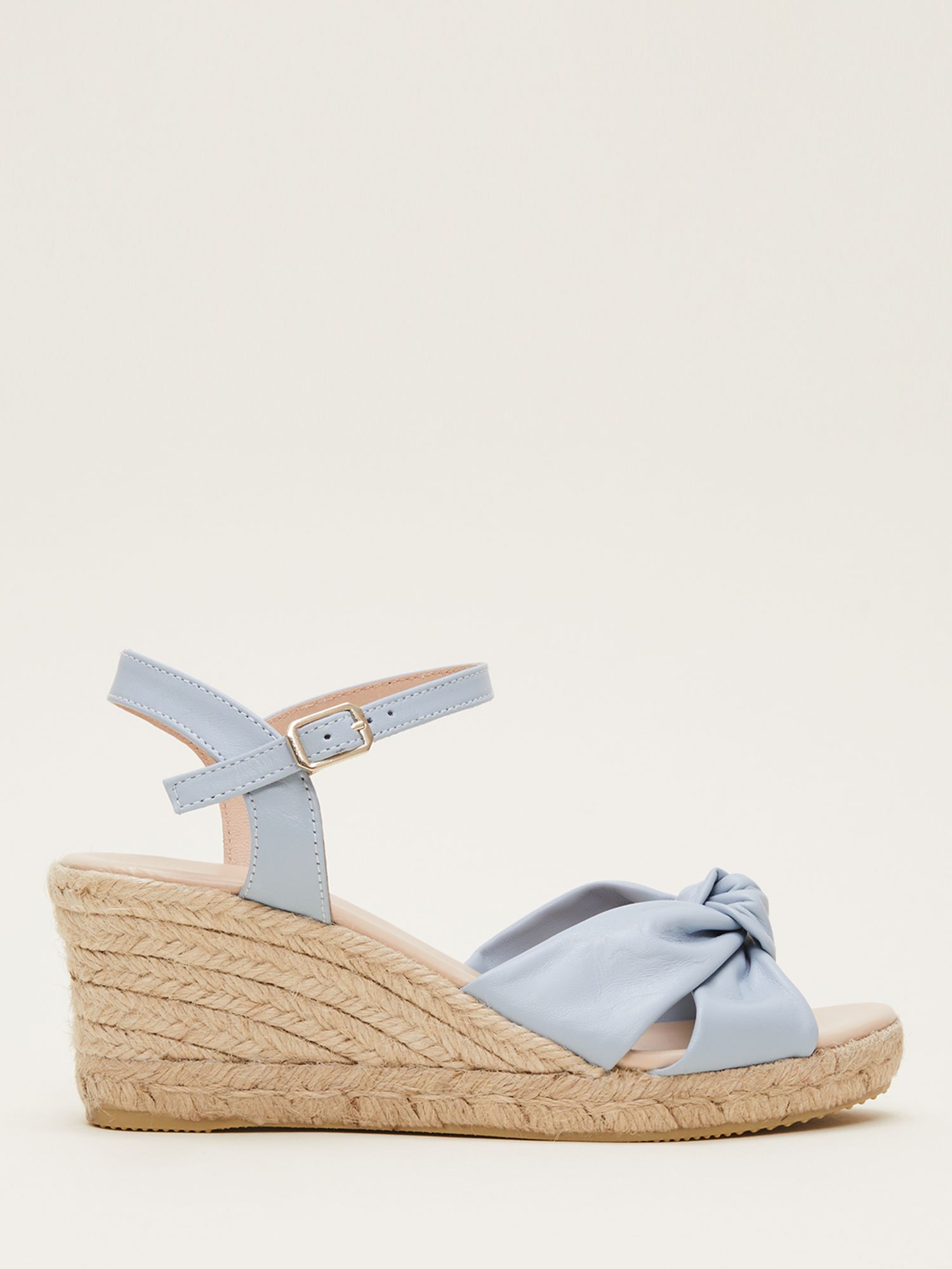 PHASE EIGHT Leather Knot Front Espadrille Shoes in Cornflower | endource