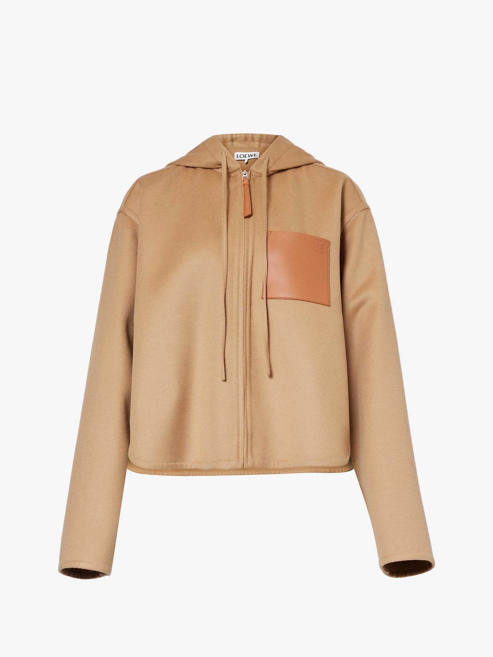 LOEWE Logo-Patch Hooded Jacket in CAMEL | endource