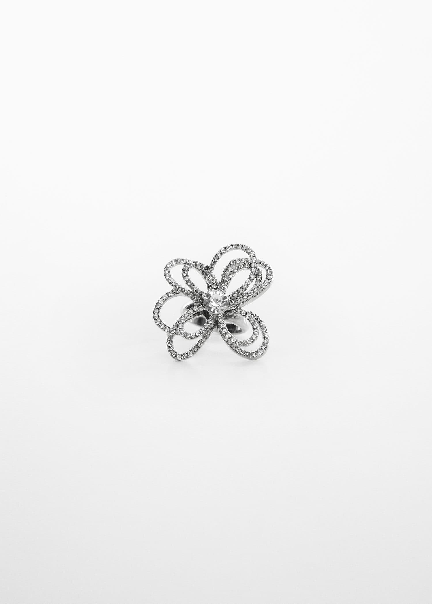 MANGO Flower Crystal Ring in Silver | endource