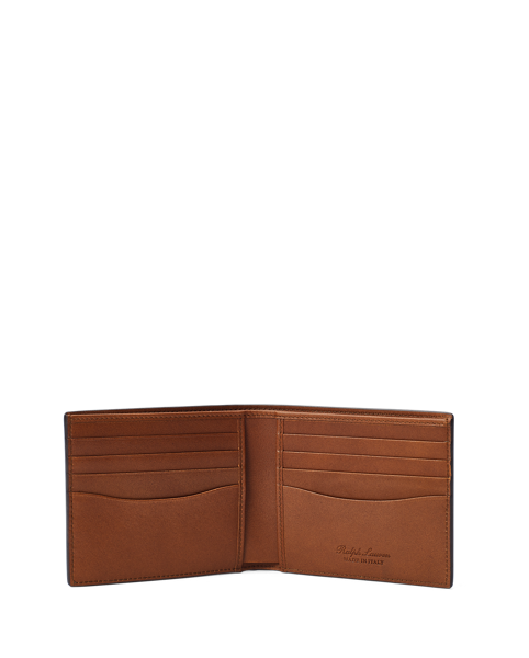 RALPH LAUREN PURPLE LABEL Metal-Plaque Leather Billfold in Brown | endource