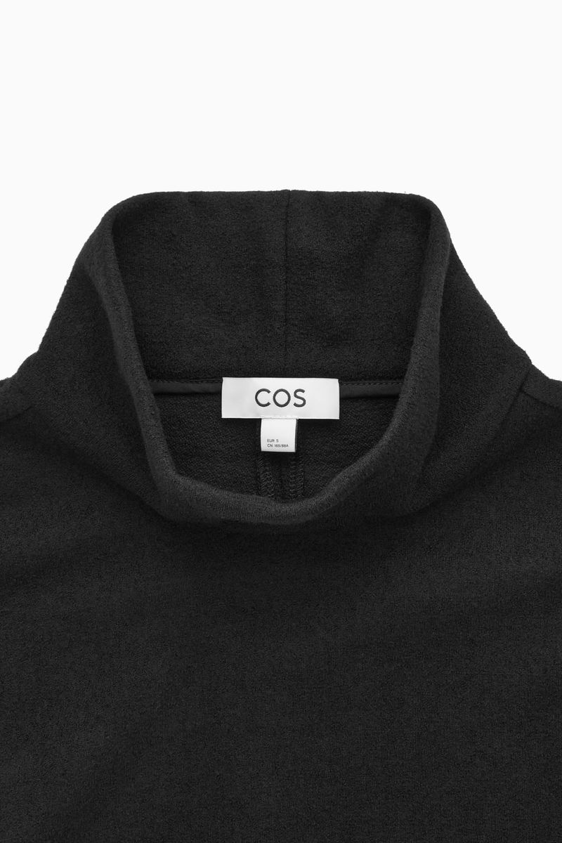 COS Funnel-Neck Boiled Wool Top in BLACK | Endource