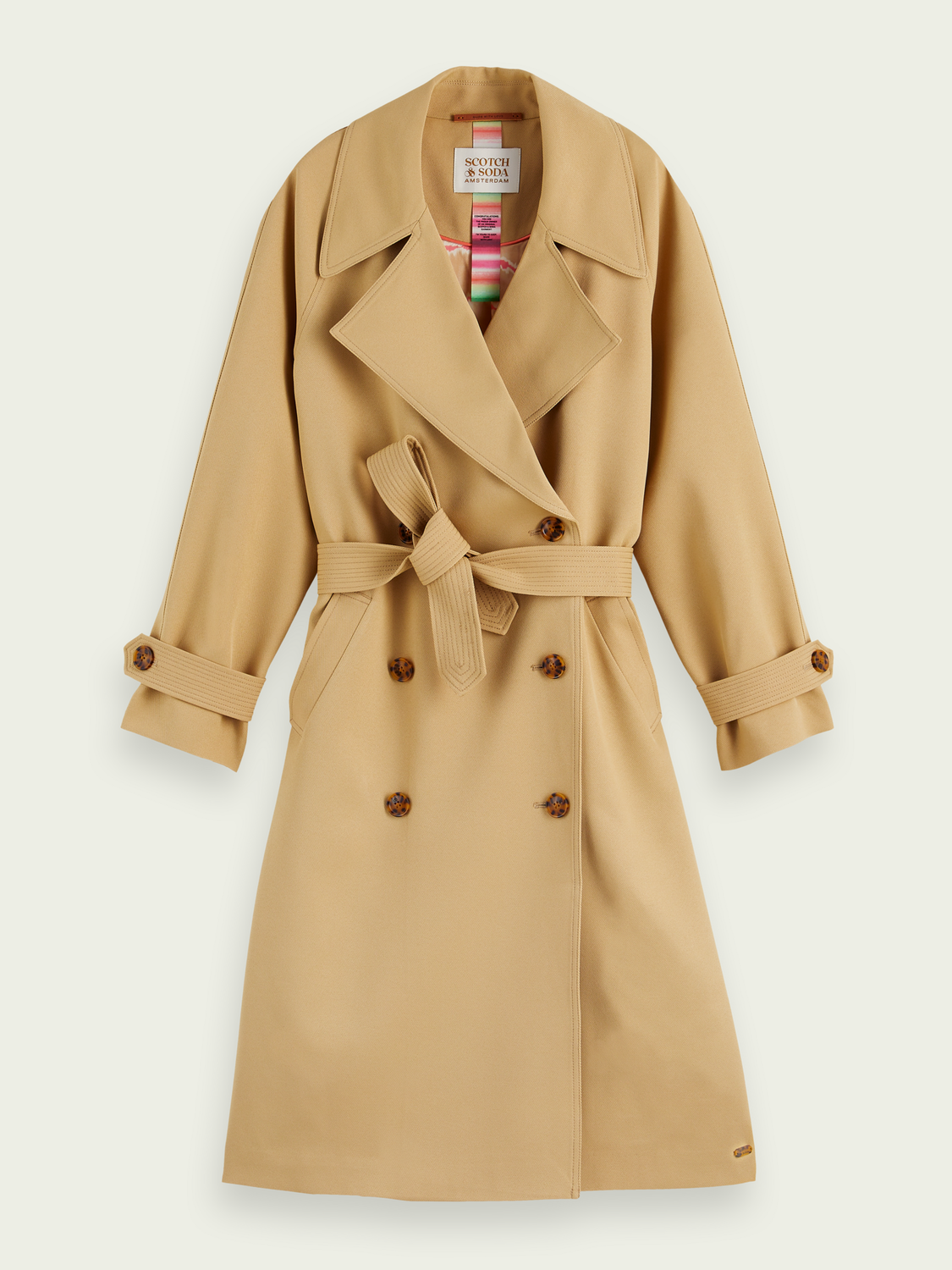 SCOTCH & SODA Drapey Trench Coat in Sand | Endource