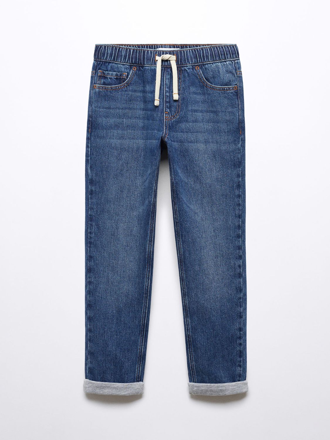 MANGO Santi Drawstring Waist Jeans in Open Blue | endource