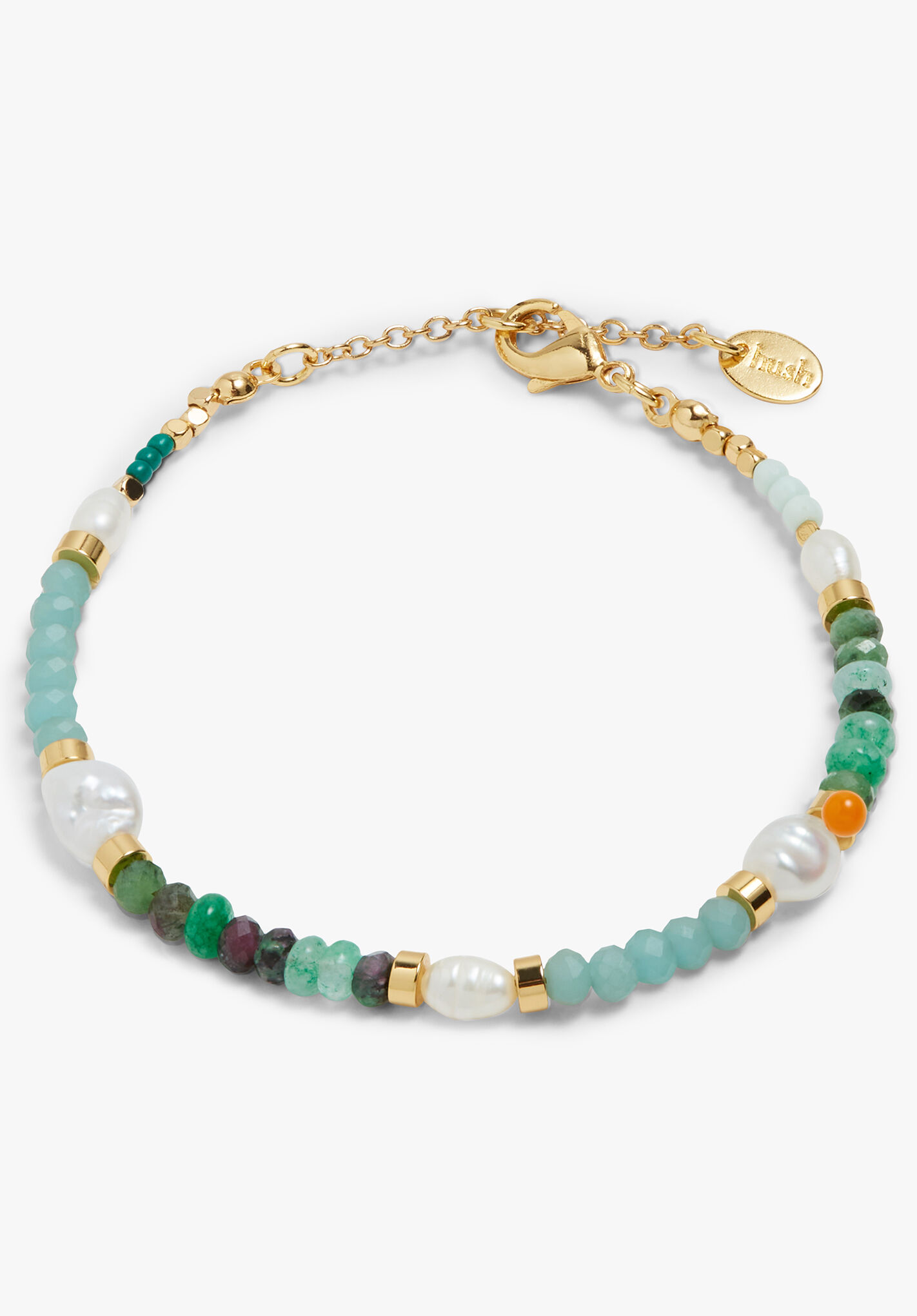 HUSH Azalea Semi Precious Bracelet in Gold/Green | endource