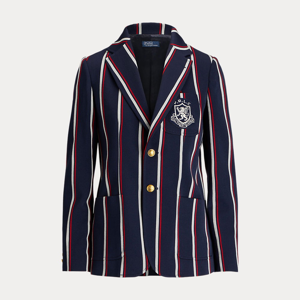 POLO RALPH LAUREN Crest-Patch Striped Blazer in Blue | endource