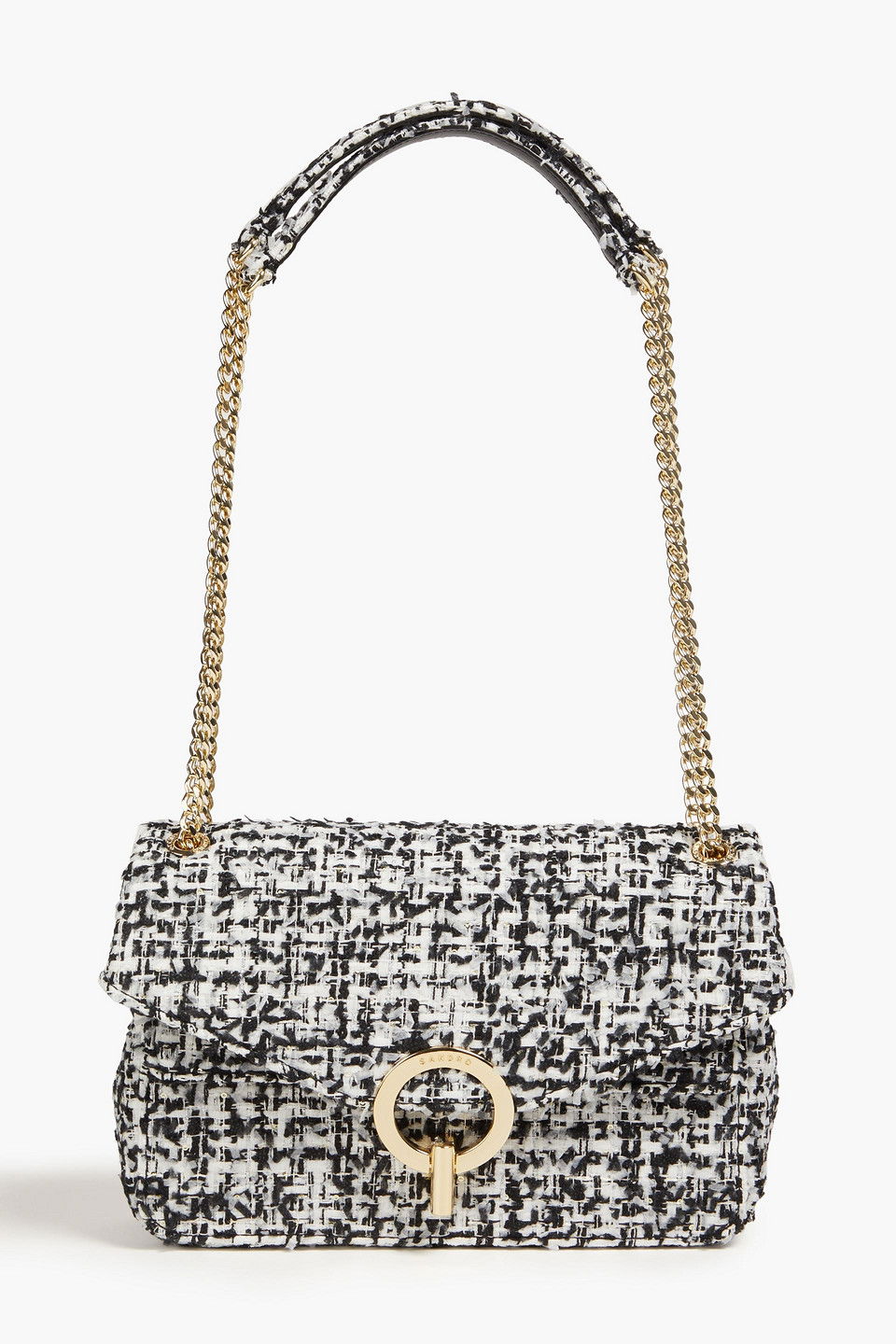 SANDRO Tweed Shoulder Bag in Black | Endource