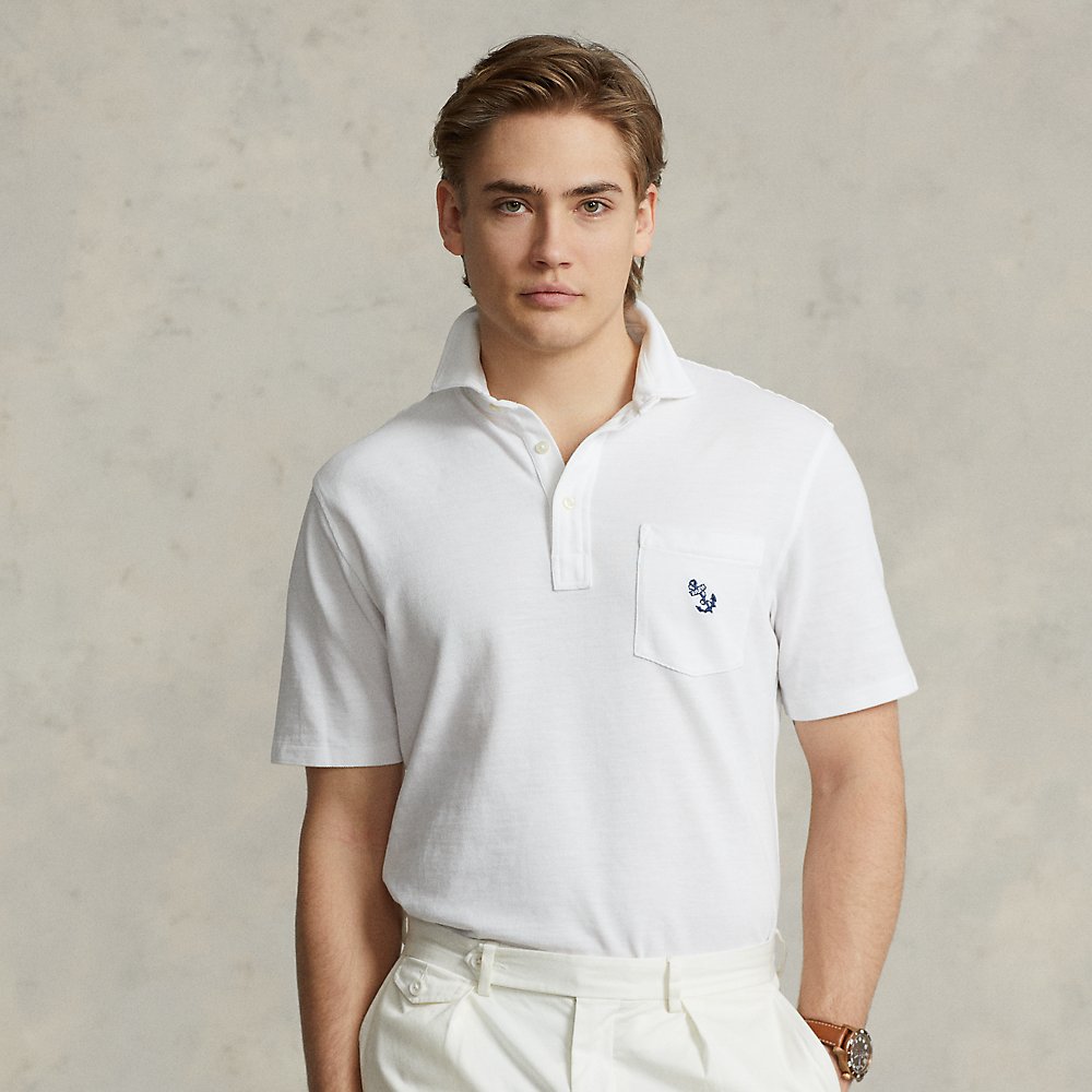 POLO RALPH LAUREN Classic Fit Anchor Mesh Polo Shirt in White | endource