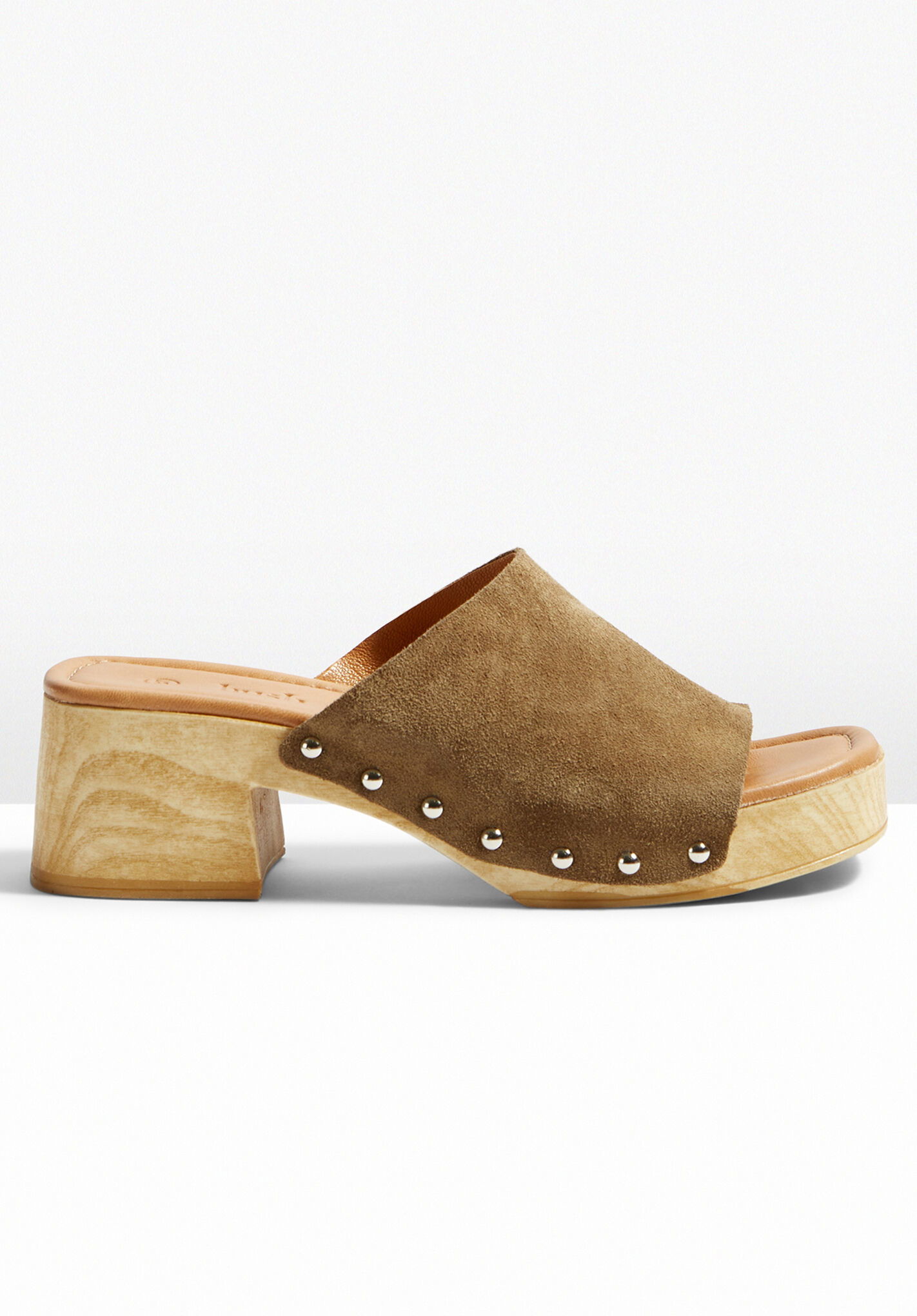 Hush Cleo Clog Sandals In Khaki Endource