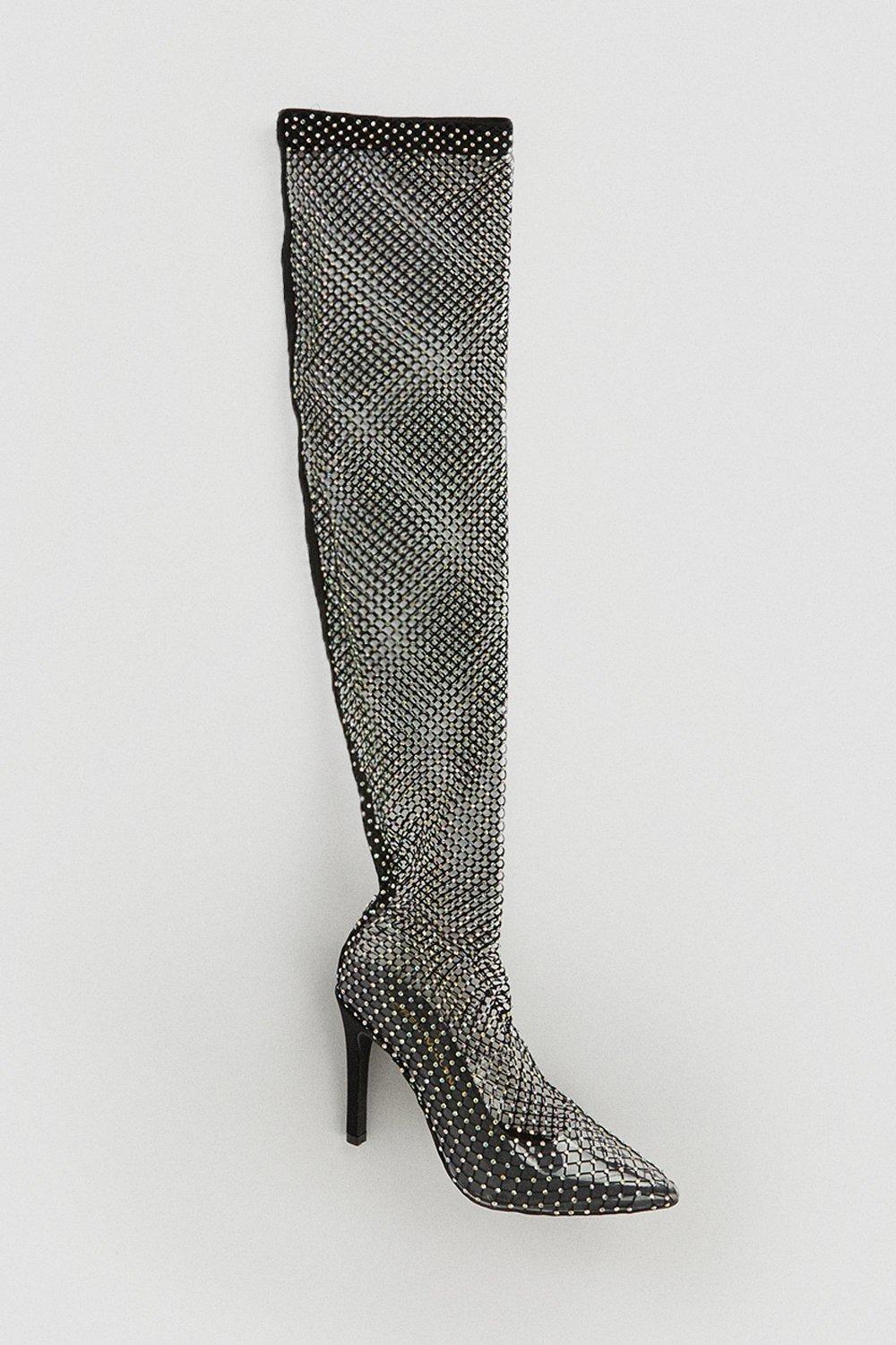 KAREN MILLEN Gemstone Embellished Knee High Boot | endource