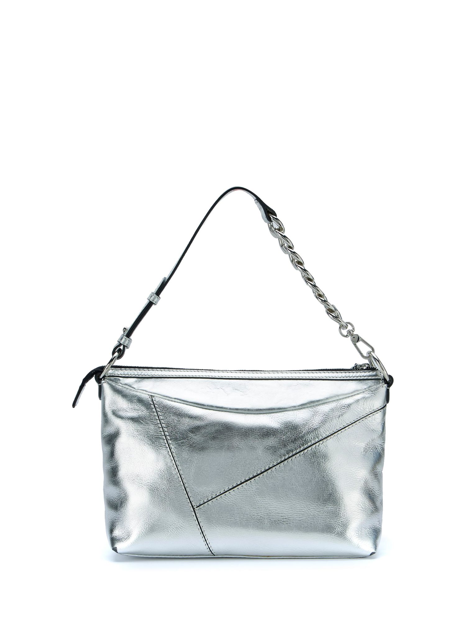 MINT VELVET Leather Seam Detail Shoulder Bag in Silver | endource