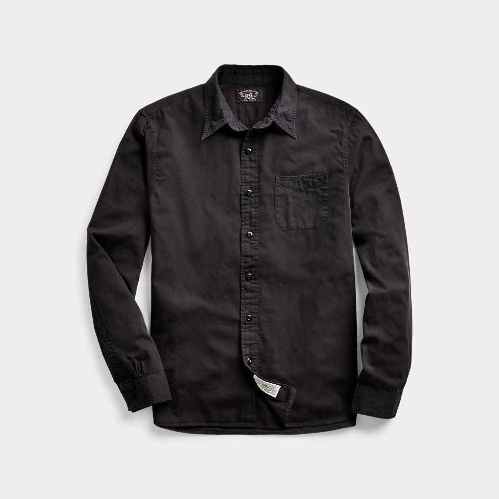 RALPH LAUREN RRL Garment-Dyed Twill Workshirt in Black | Endource