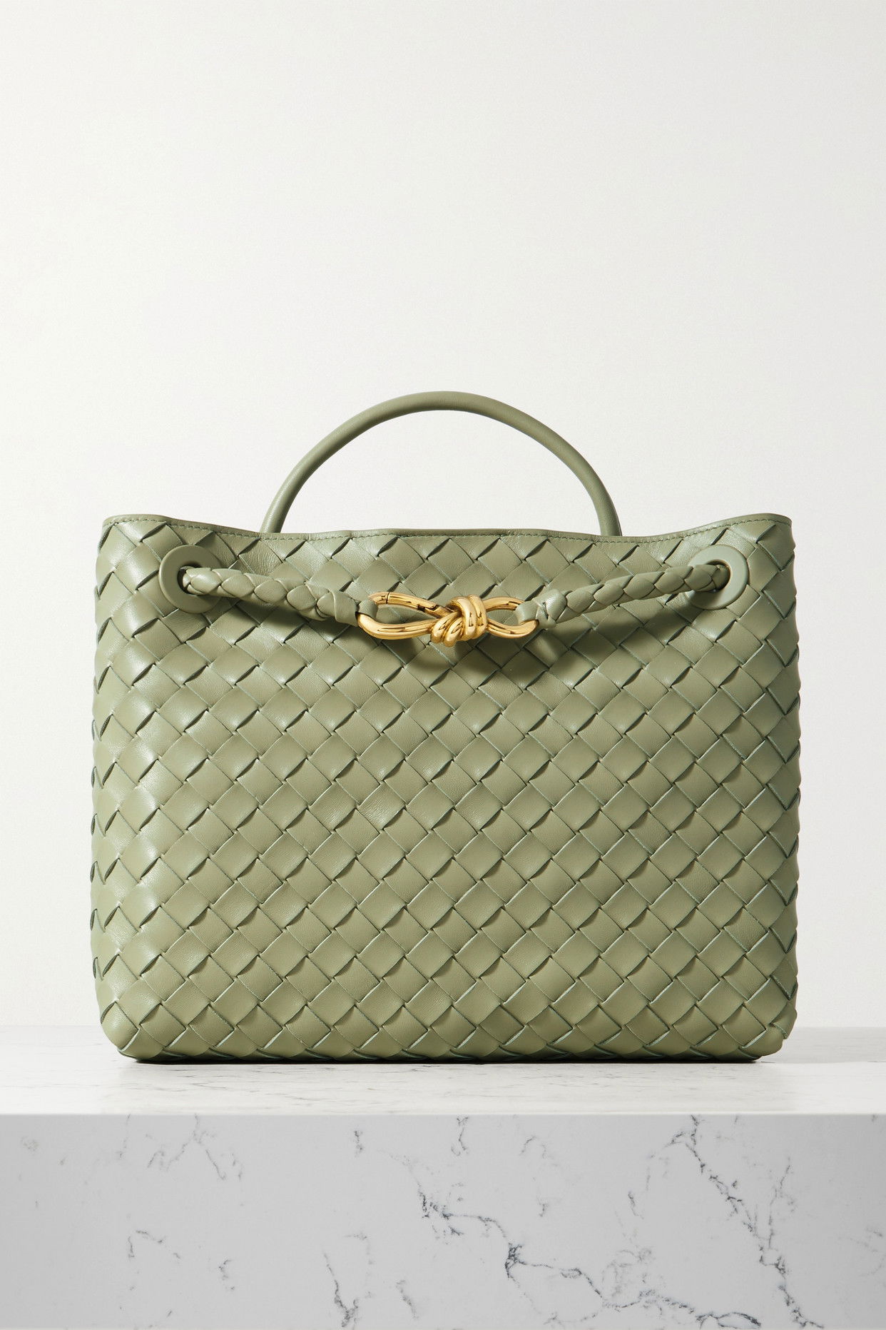 BOTTEGA VENETA Andiamo Medium Intrecciato Leather Tote in Green | endource