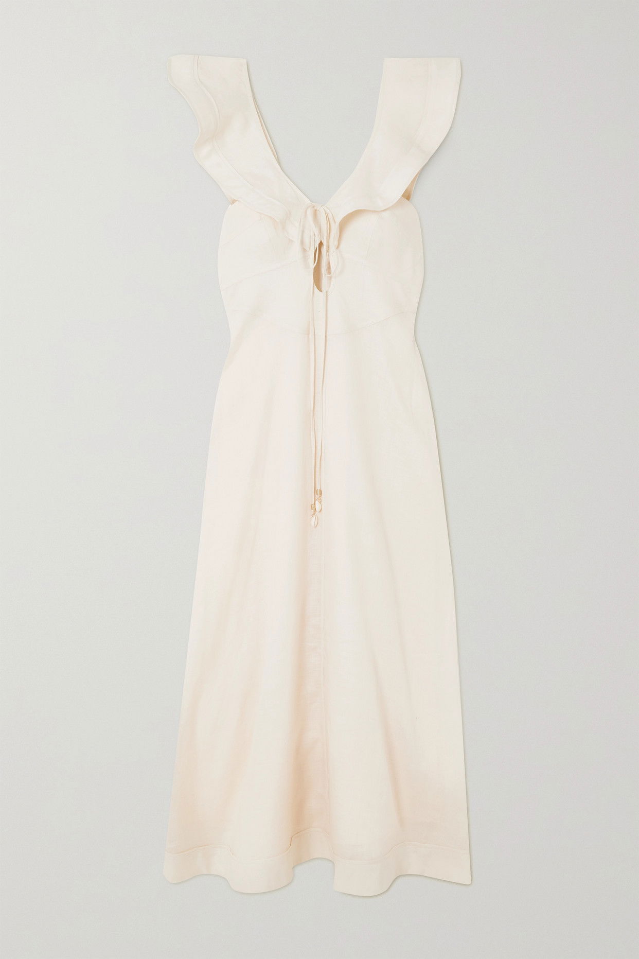 ZIMMERMANN Halcyon Cutout Ruffled Shell-Embellished Dress in Cream ...