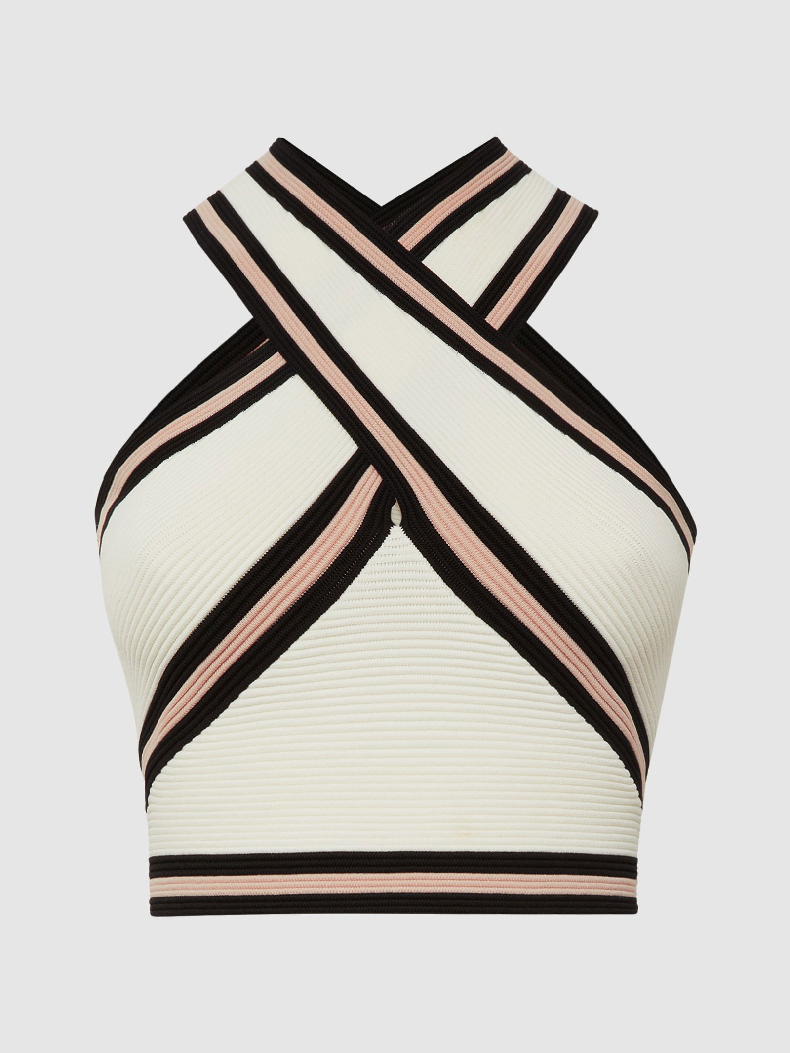 REISS Darla Knitted Halter Neck Top in Ivory | endource