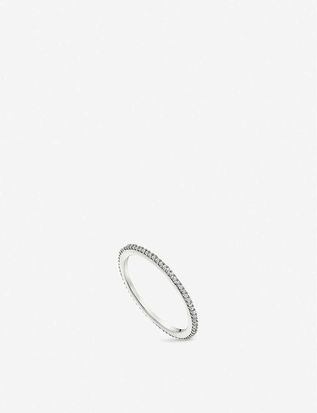 MONICA VINADER Skinny Sterling Silver And Diamond Eternity Ring in White | Endource