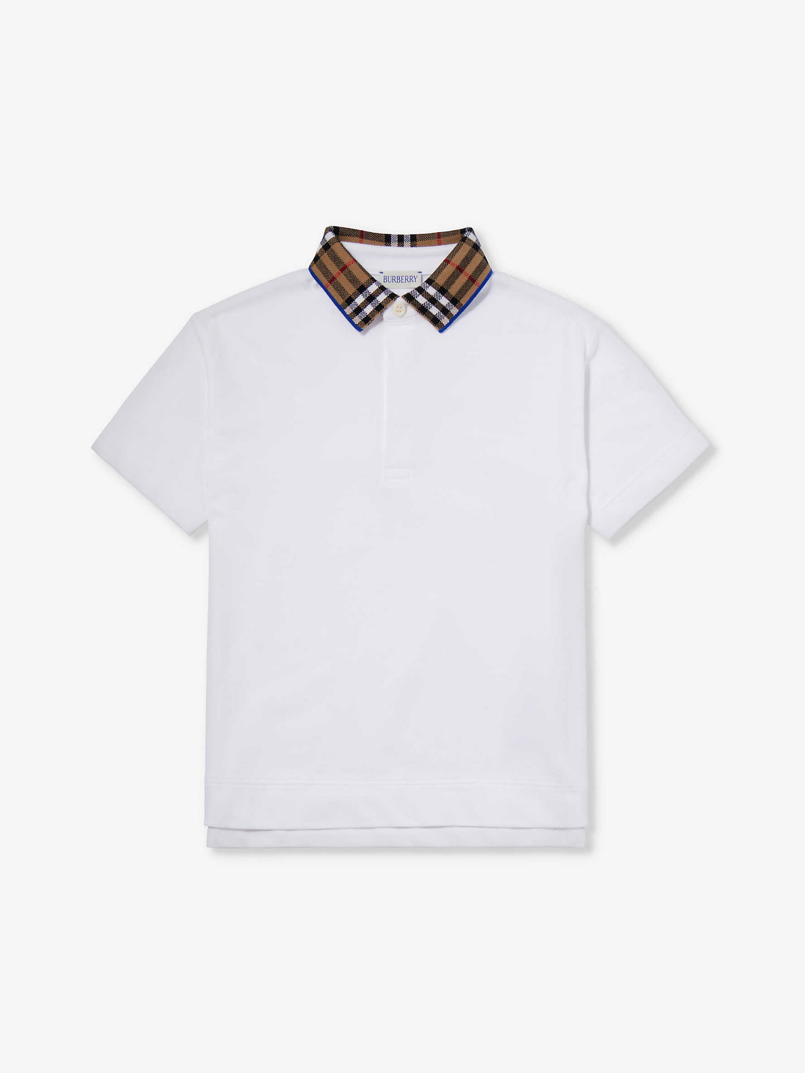 BURBERRY Johane Checked-Collar Polo Shirt in WHITE | Endource