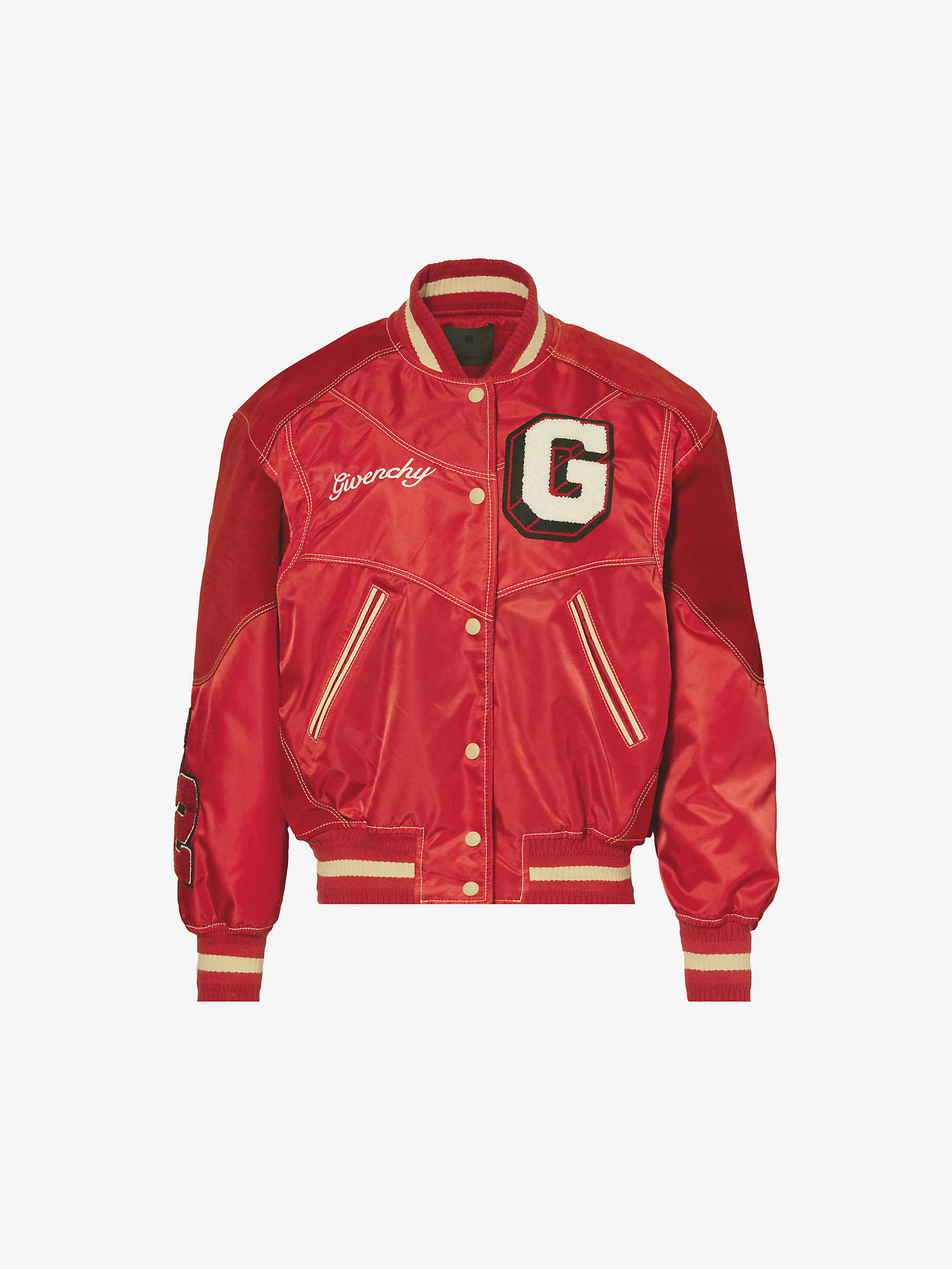 GIVENCHY Brand-Appliqué Relaxed-Fit Shell Jacket in RED CHERRY | Endource