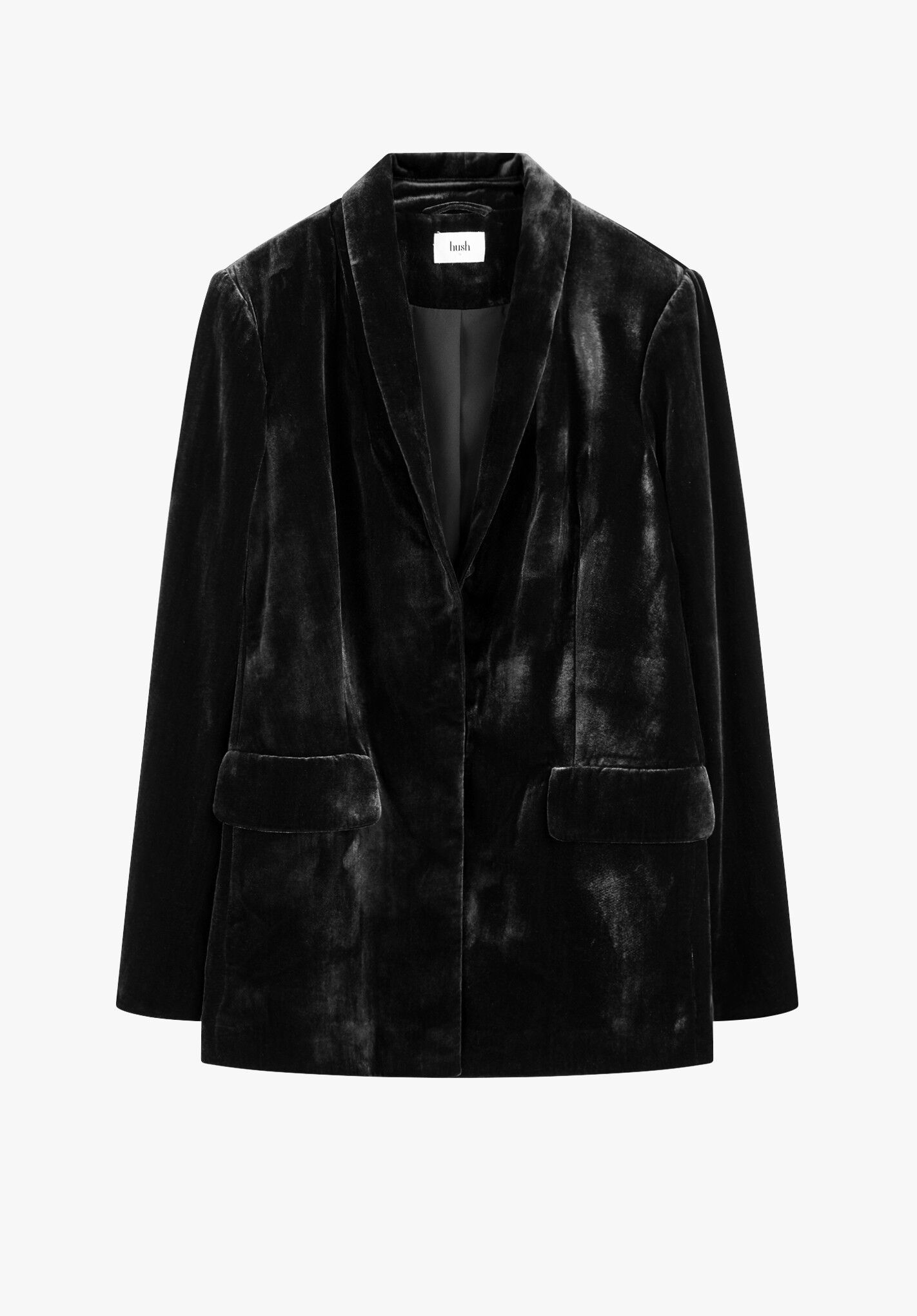 HUSH Marina Velvet Blazer in Black | Endource