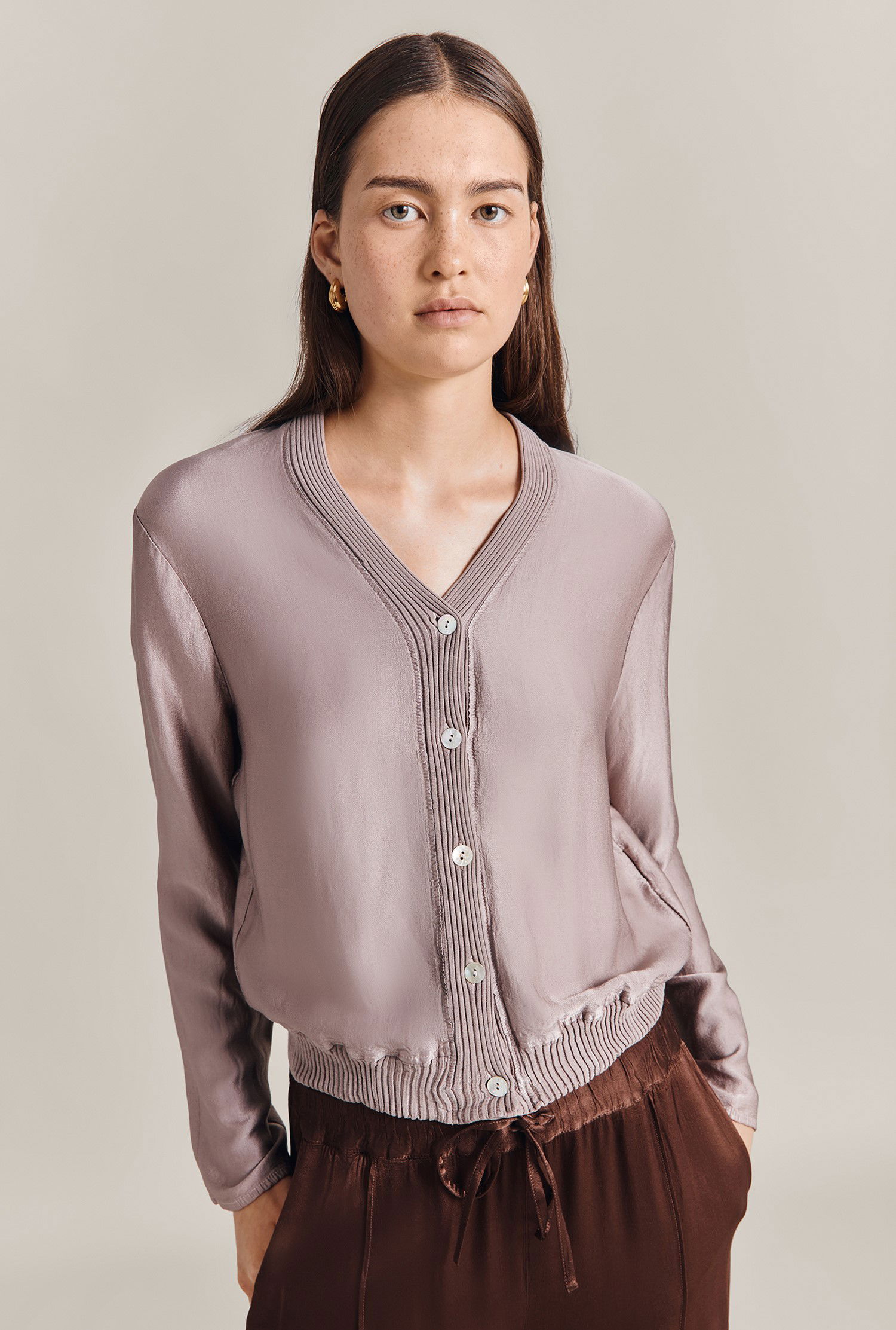 GHOST Lilly Satin Cardigan | Endource