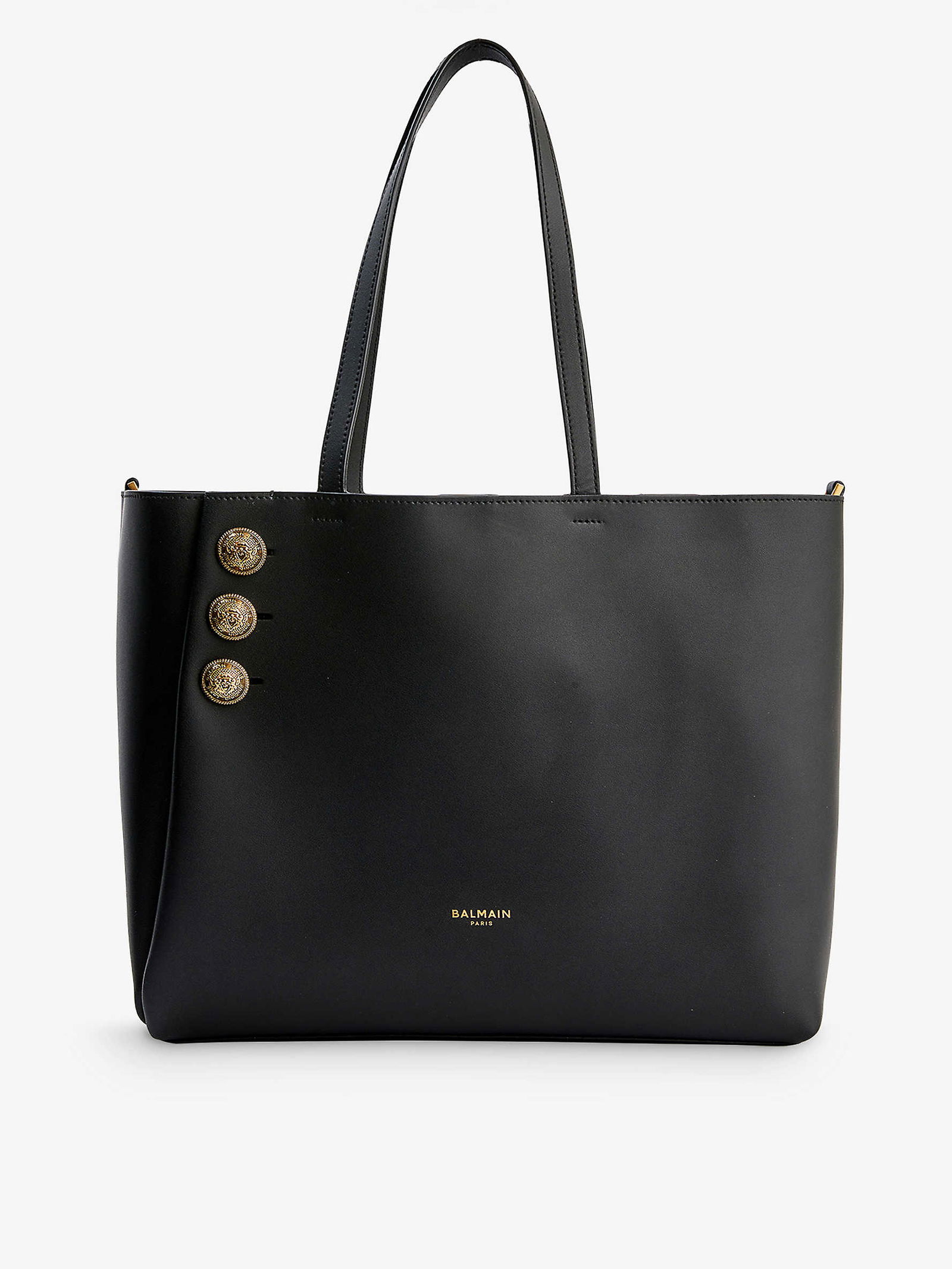 BALMAIN Embleme Leather Tote Bag in BLACK | Endource