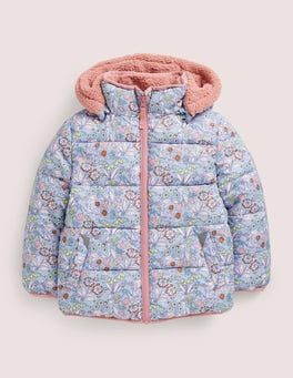 BODEN Reversible Borg Jacket in Dusty Blue Floral | Endource