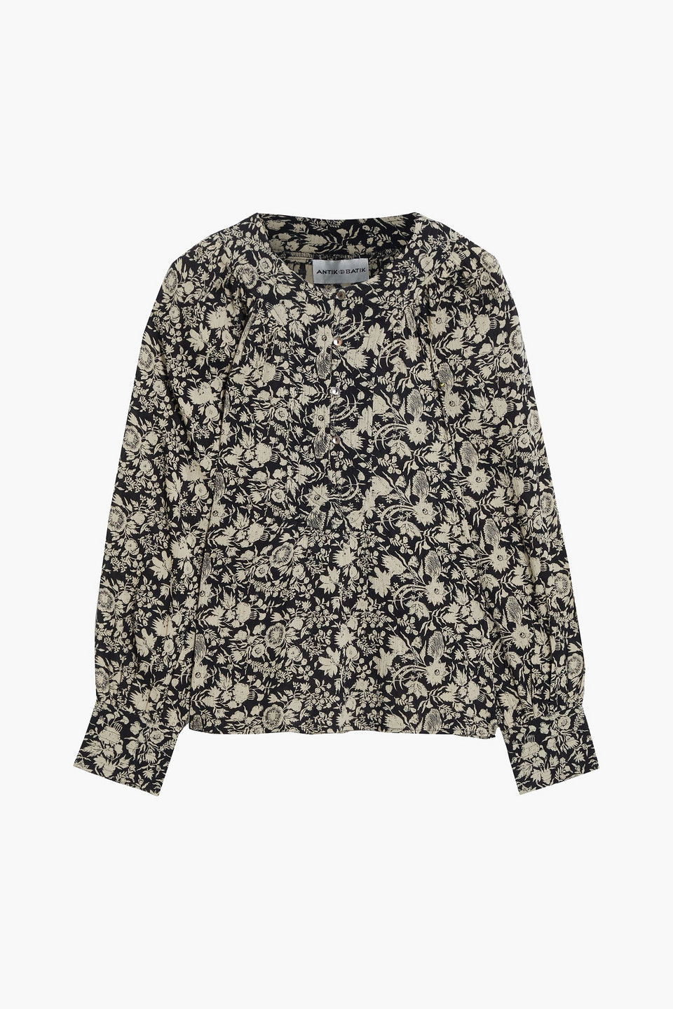 ANTIK BATIK Amel Floral-Print Cotton-Gauze Blouse in Black | endource