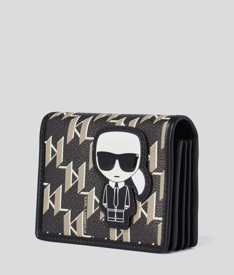 KARL LAGERFELD K/Ikonik Monogram Card Holder in Black | Endource