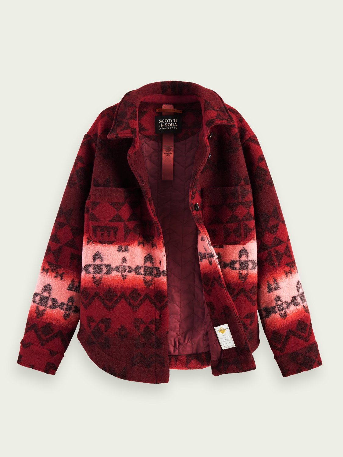 SCOTCH & SODA Printed Jacquard Overshirt in Aztec Burnt Saffron | endource