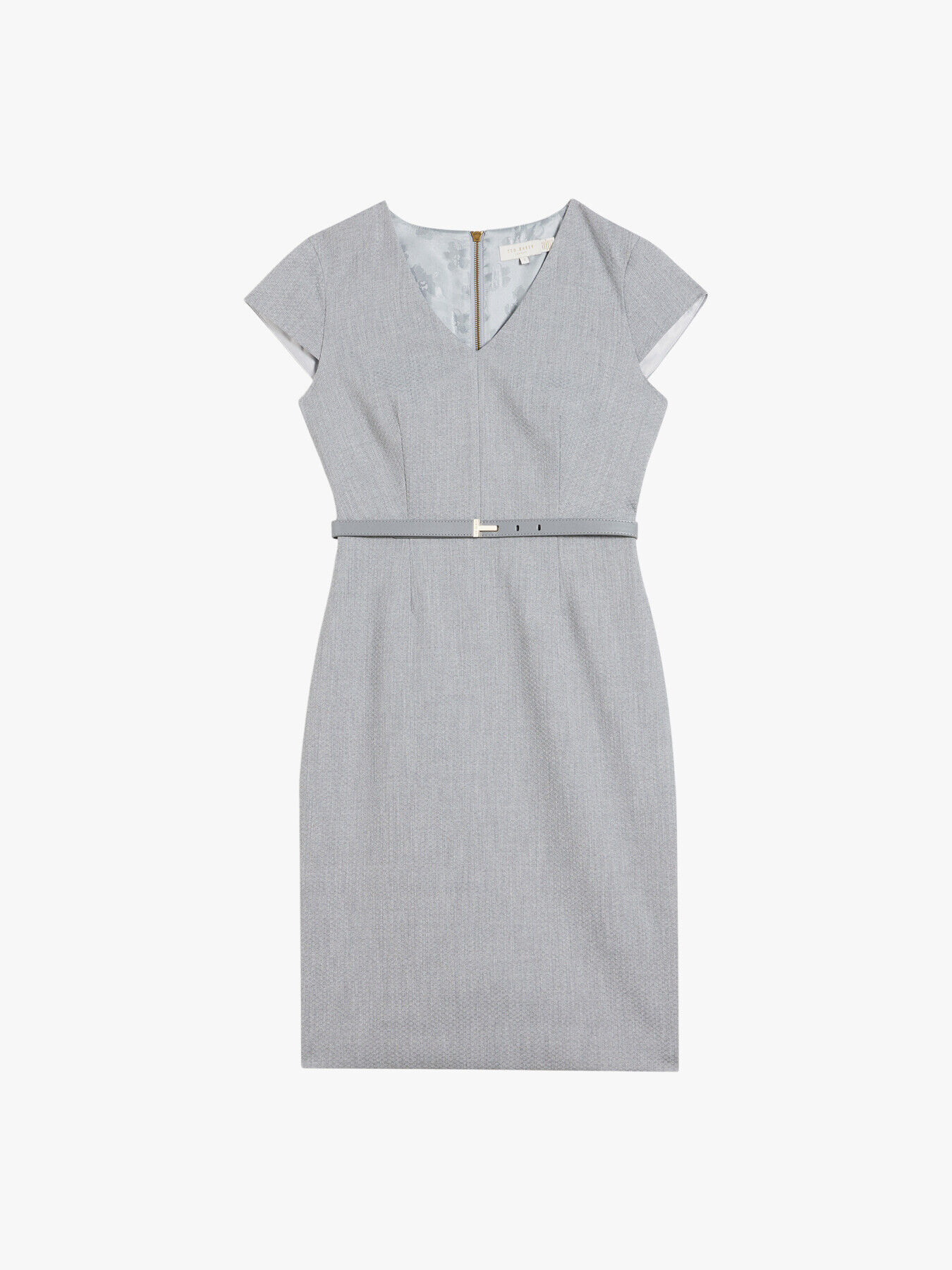 TED BAKER Textured Peplum Tailored Dress in LT-GREY | endource