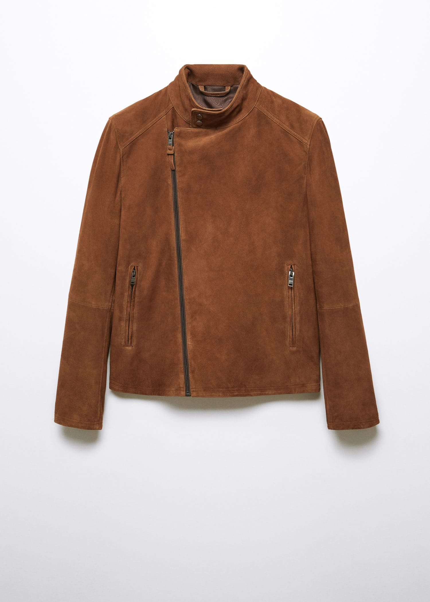 MANGO Perfect Suede Leather Jacket in Brown | endource