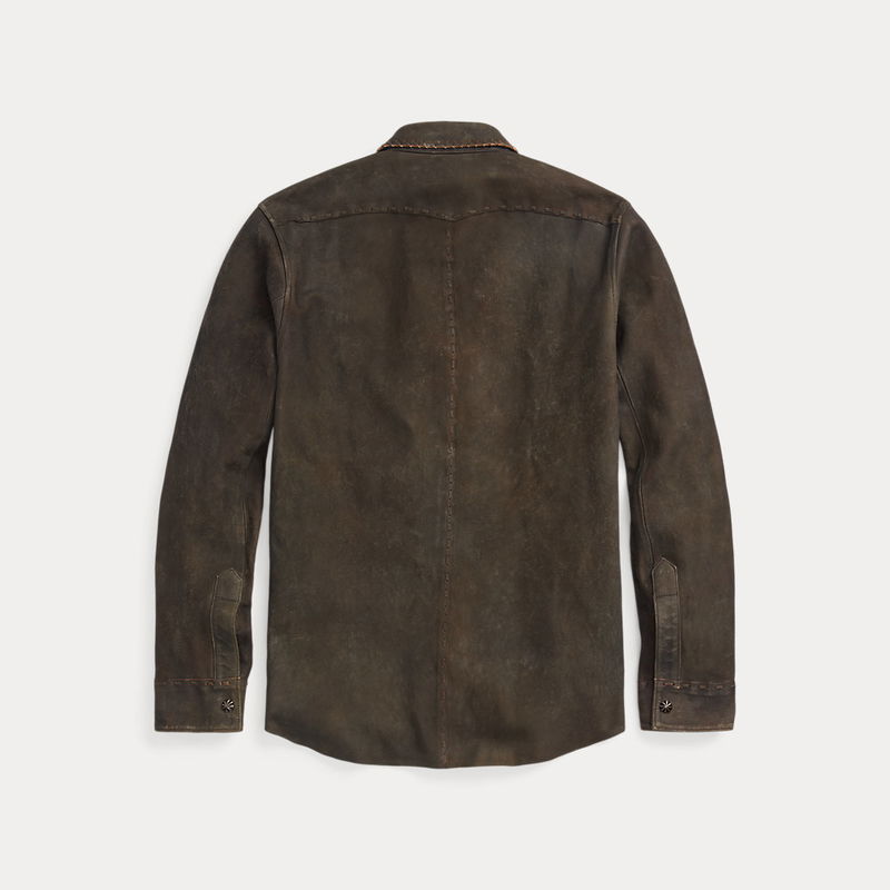 RALPH LAUREN RRL Suede Western Shirt in Black | Endource