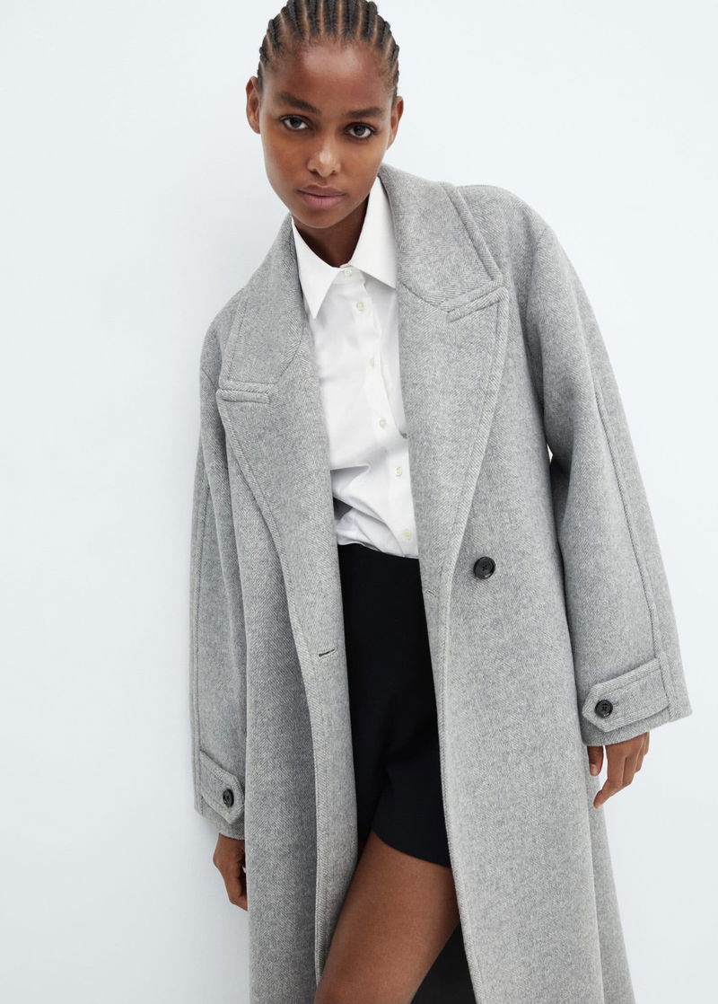 MANGO Oversize Wool Coat in Grey | endource