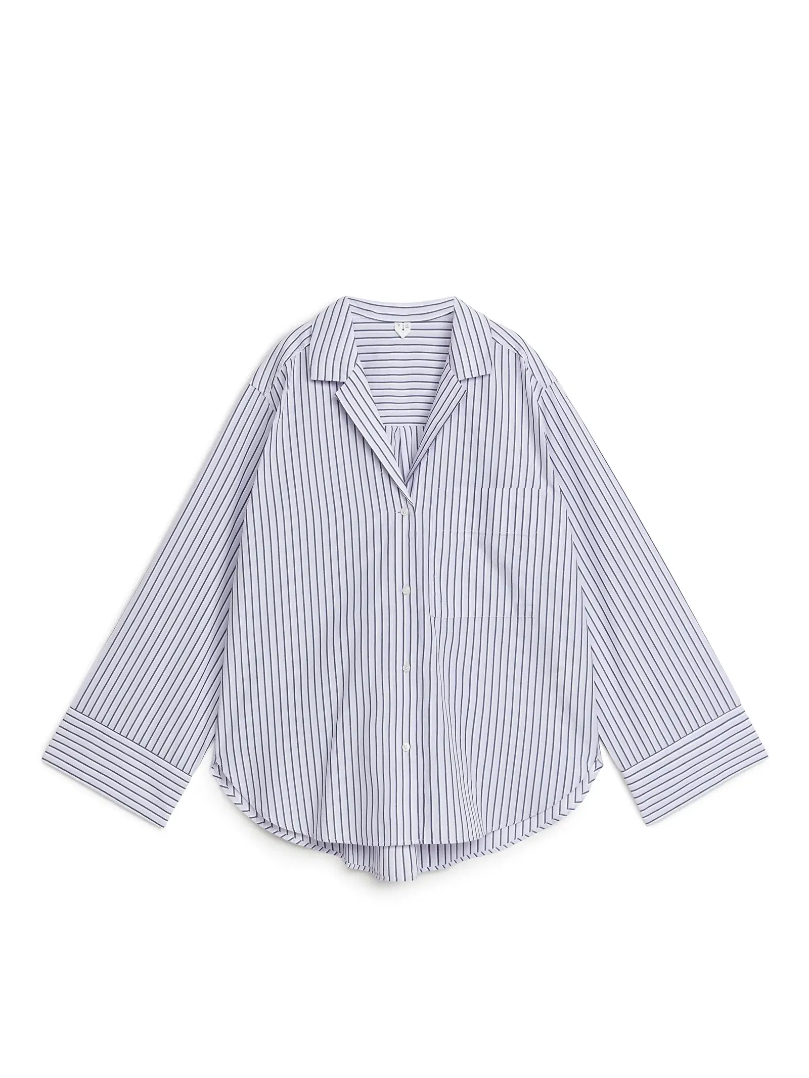 ARKET Relaxed Pyjama Shirt in White/Black | endource