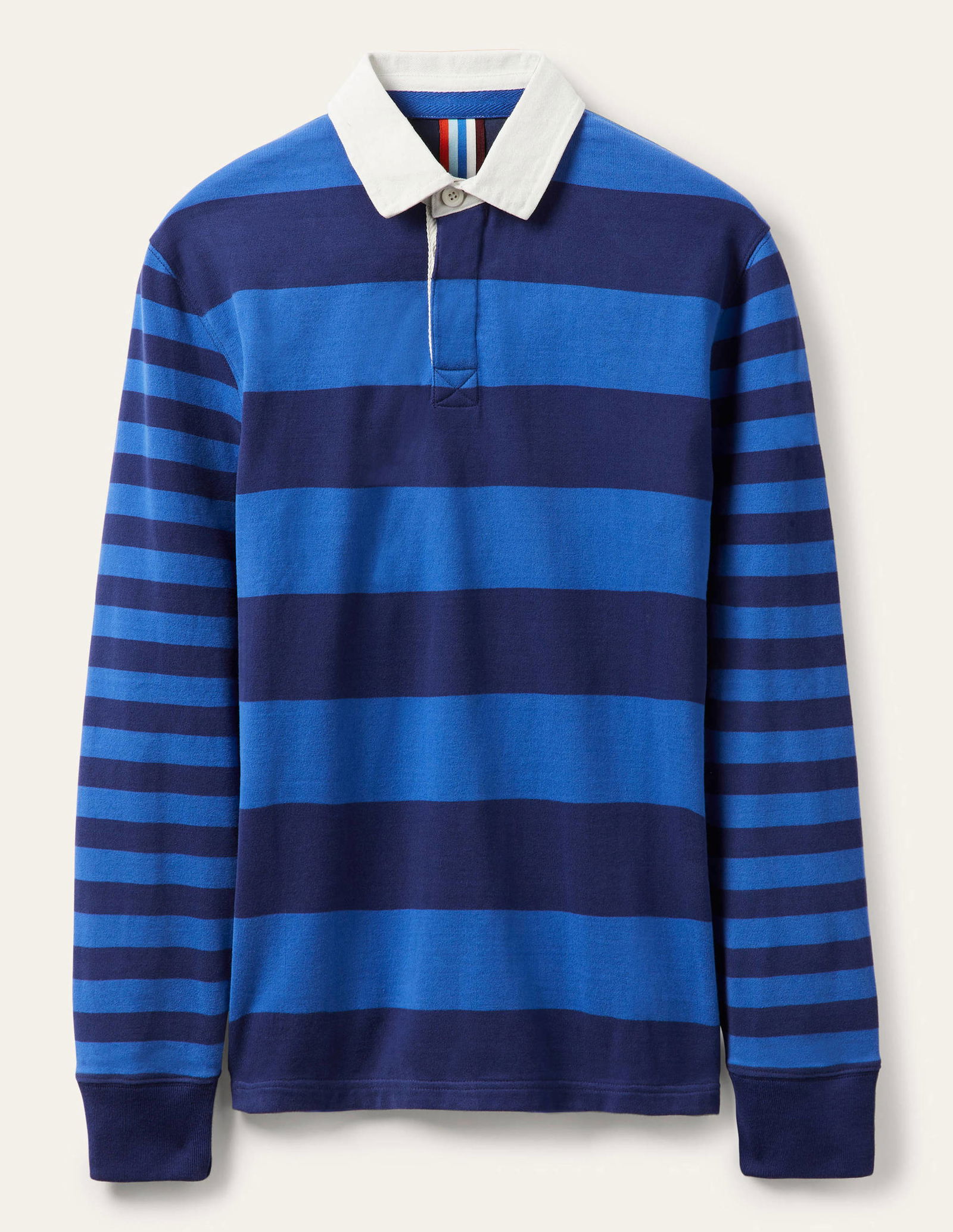 BODEN Rugby Shirt in Blues Hotchpotch Stripe | Endource