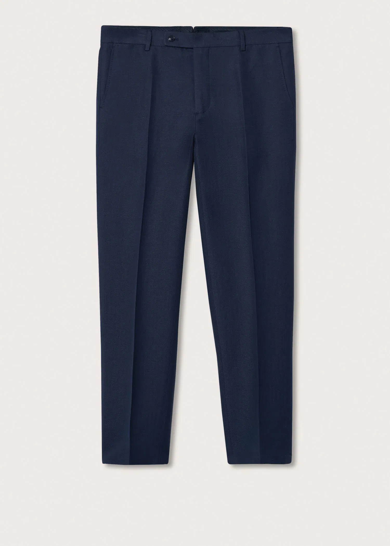 MANGO Slim Fit Linen Suit Trousers in Dark Navy | endource