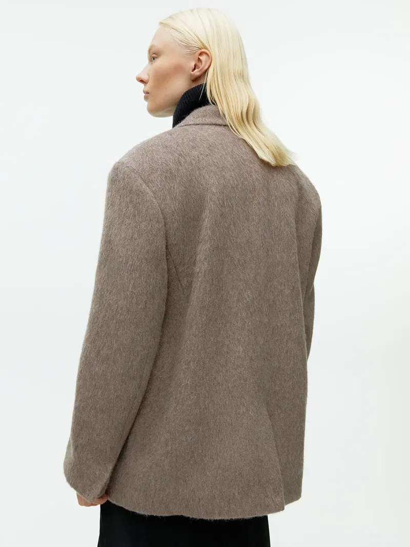 ARKET Brushed Wool Blend Blazer in Beige | endource