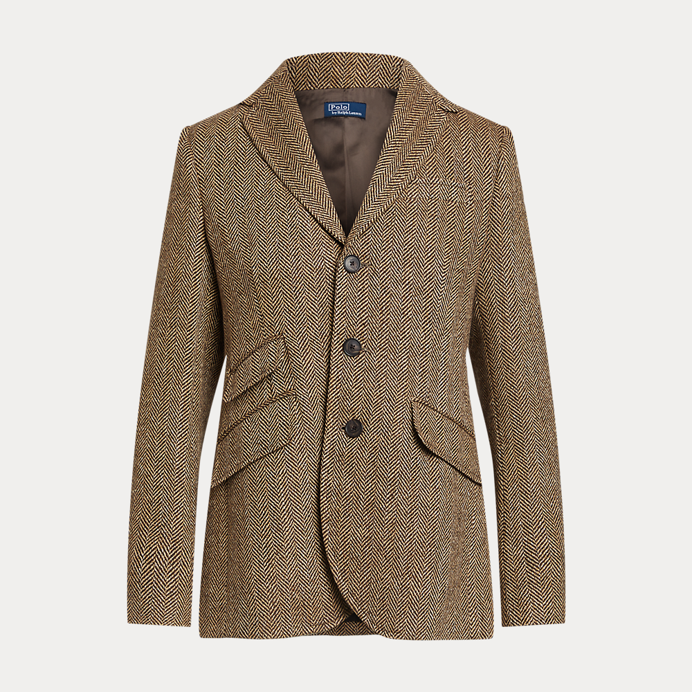 POLO RALPH LAUREN Linen-Blend Herringbone Hacking Blazer in Blue | Endource