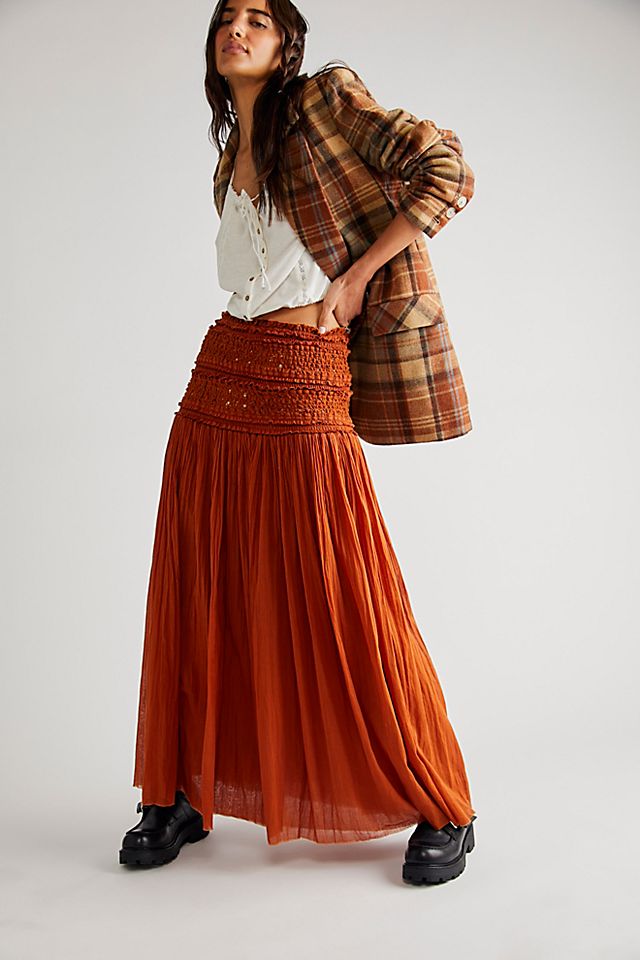 FREE PEOPLE FP One - Ravenna Convertible Maxi Skirt in Mocha Java ...