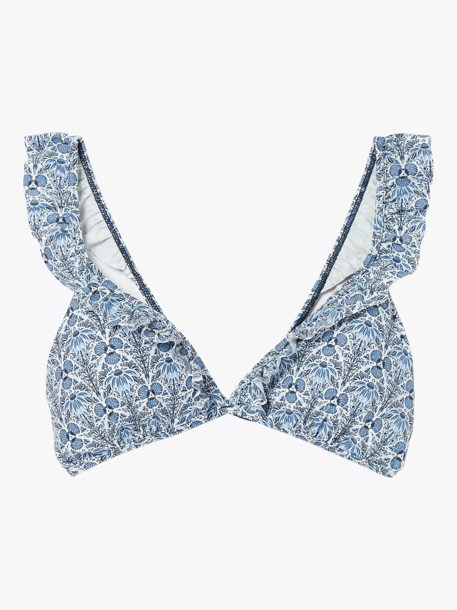 FATFACE Sealife Floral Print Bikini Top in Blue | Endource