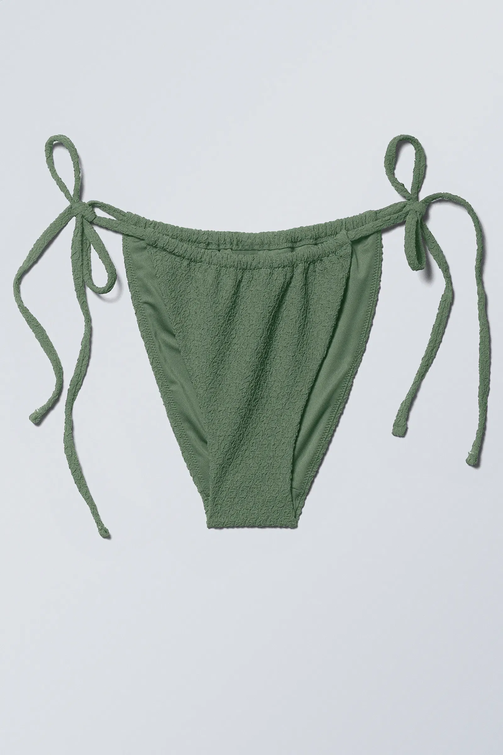 WEEKDAY Structured Tie Bikini Bottom in Sage Green | endource