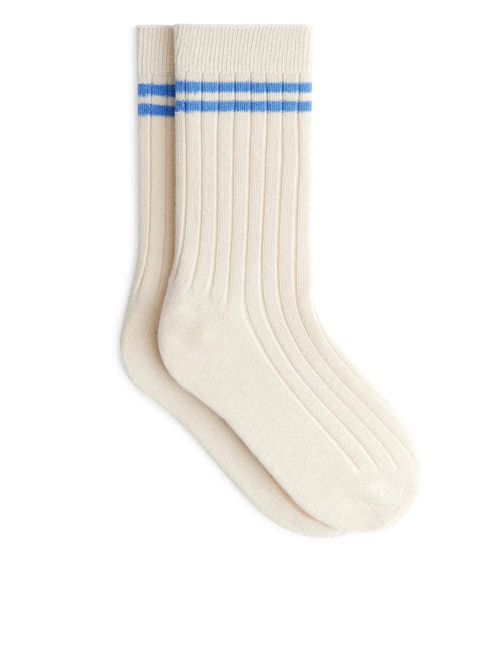 ARKET Rib Knit Socks Set of 2 in Light Beige/Blue | endource