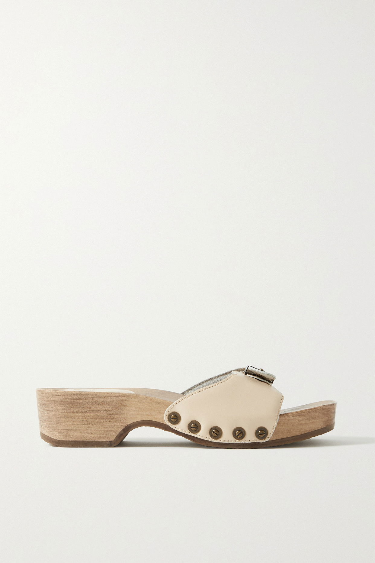 Redone Scholl Buckled Leather Clogs in Cream | endource