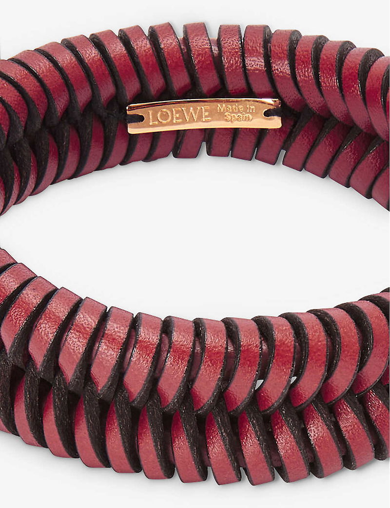 LOEWE Interlocking Braided-Leather Bangle in FUCHSIA | Endource