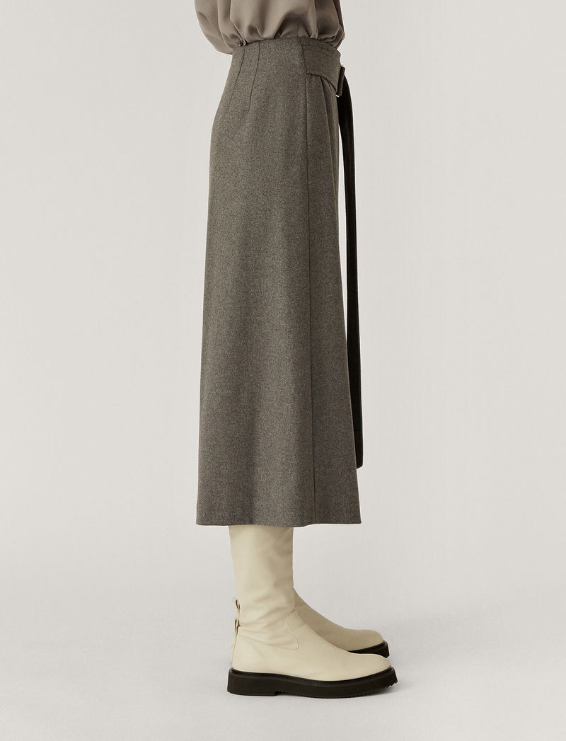 JOSEPH Salin Silk Wool Flannel Skirt in Ash | endource