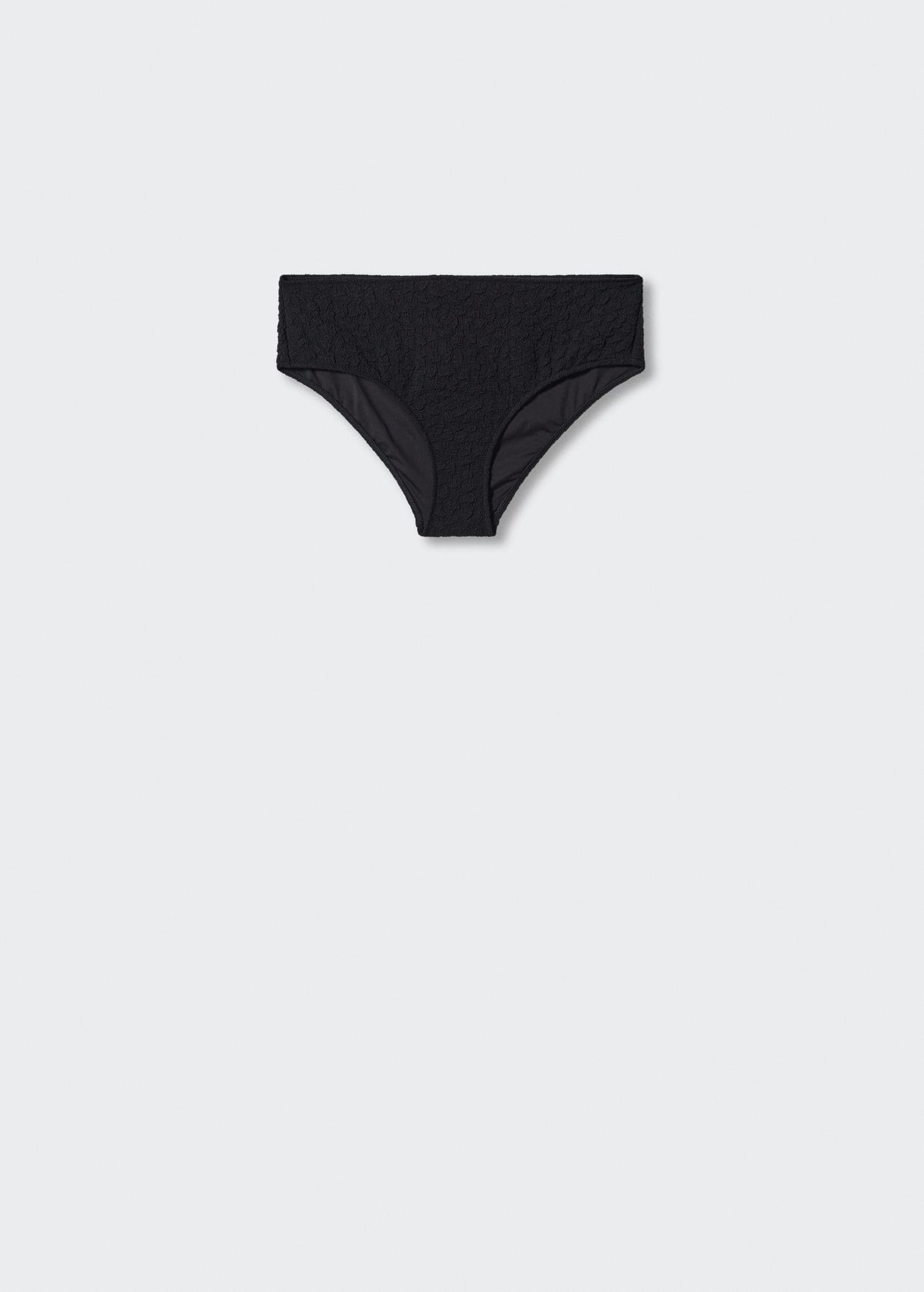 MANGO Textured Bikini Bottom in Black | endource